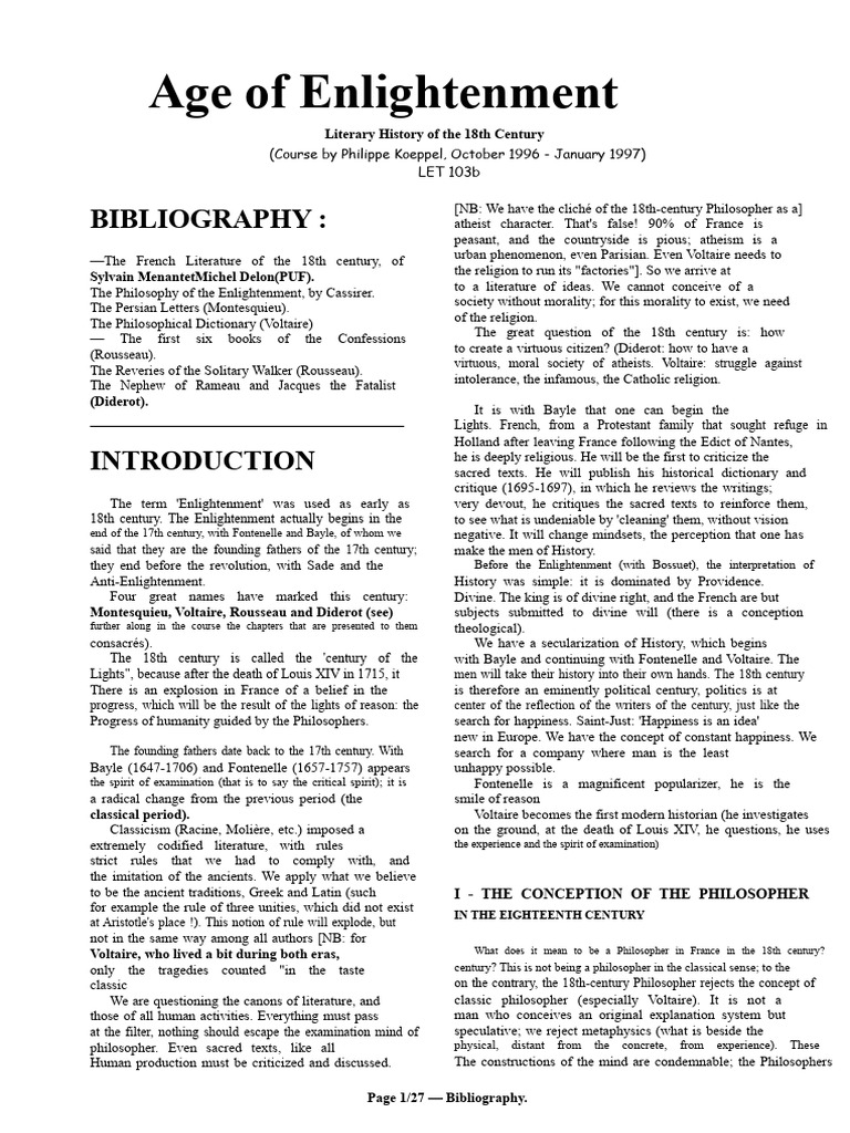 Century of Enlightenment | PDF | Age Of Enlightenment | Deism