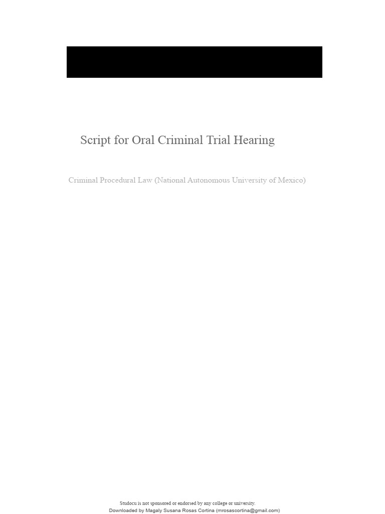 Script For Oral Criminal Trial Hearing | PDF | Prosecutor | Witness