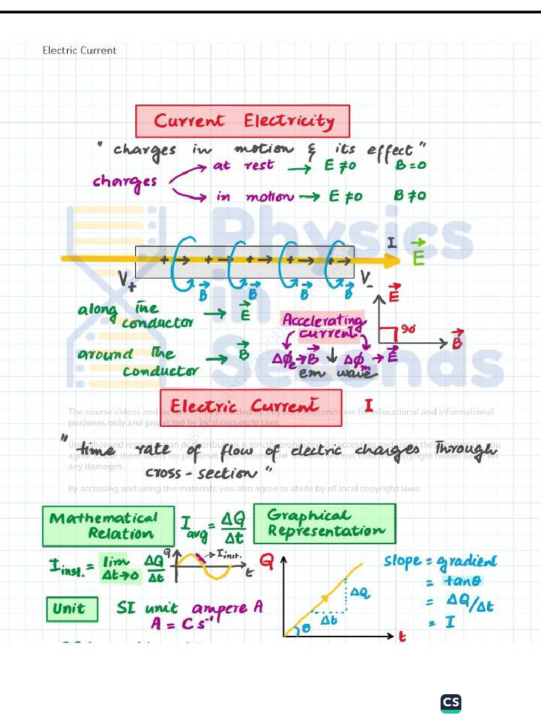 Current Electricity 2025 Physics in Second Handouts | PDF
