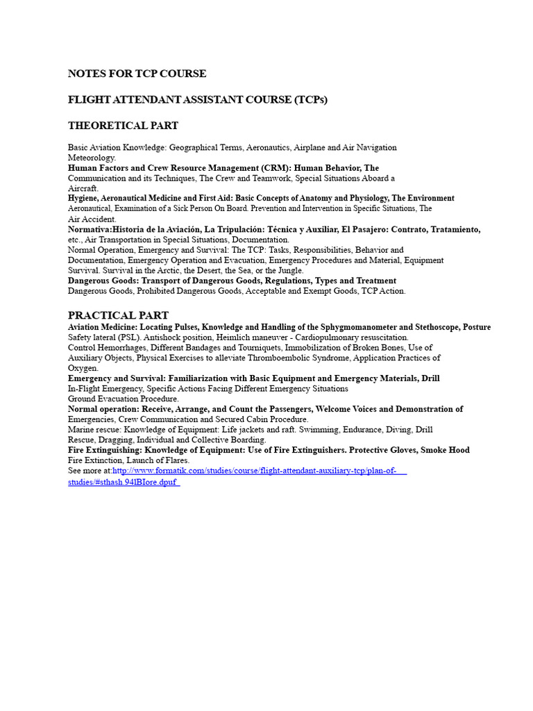 Flight Attendant Training Course Overview | PDF | Flight Attendant ...