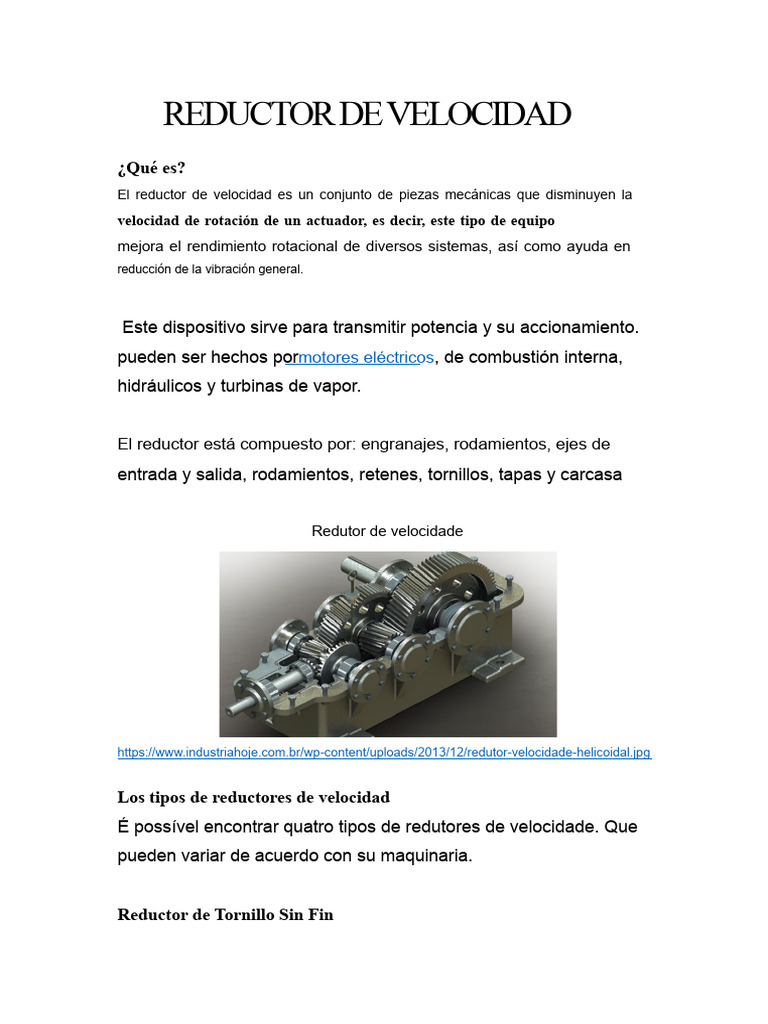 Reductor de Velocidad | PDF | Rodamiento (Mecánico) | Máquinas