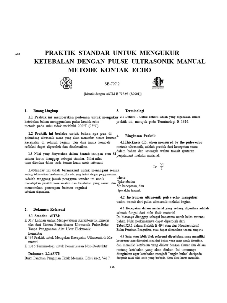 Pengukuran Ketebalan Ultrasonik Manual | PDF
