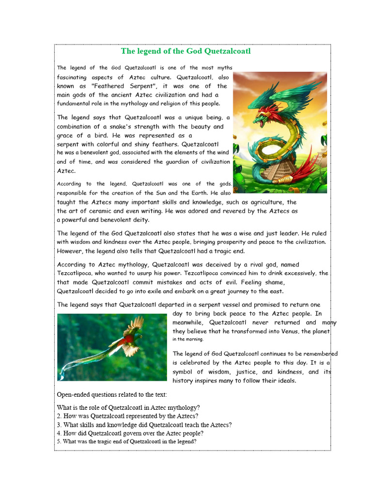 Quetzalcoatl: Aztec God Legend Explained | PDF | Deities | Mythology