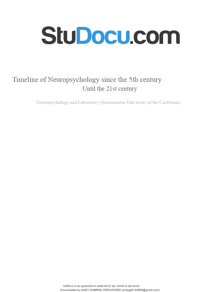 Neuropsychology Timeline: 5th to 21st Century | PDF | Neuropsychology ...