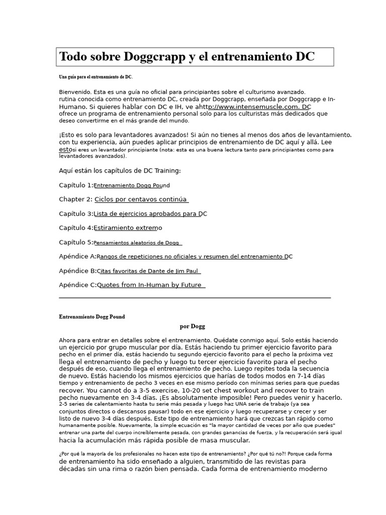 Guía de Entrenamiento Doggcrapp DC | PDF | Entrenamiento con pesas