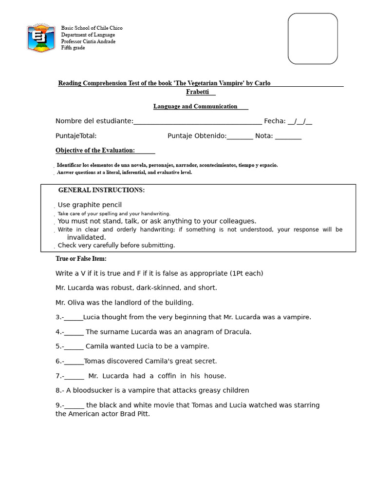 Test of The Vegetarian Vampire Book | PDF | Vampires