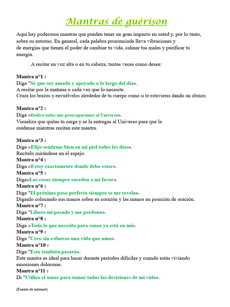 Mantras Poderosos para Sanación y Energía | PDF | Amor