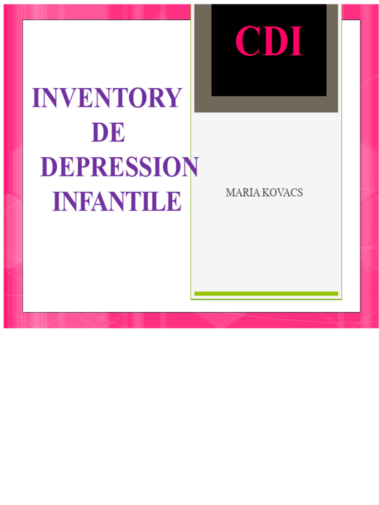 Cdi Inventory of Child Depression Maria Kovacs | PDF | Mental Health ...