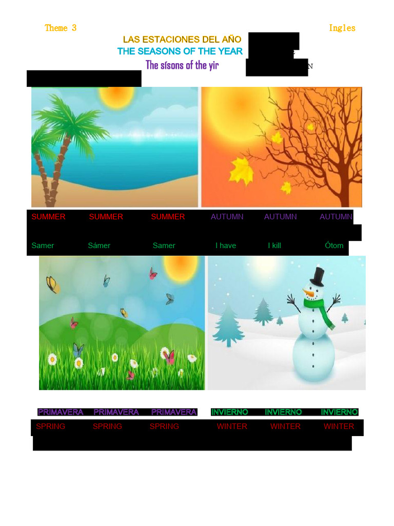 Spanish Seasons Pronunciation Guide | PDF