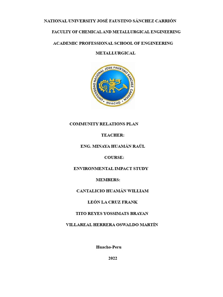 Community Relations Plan for Mining Project | PDF | Waste Management ...