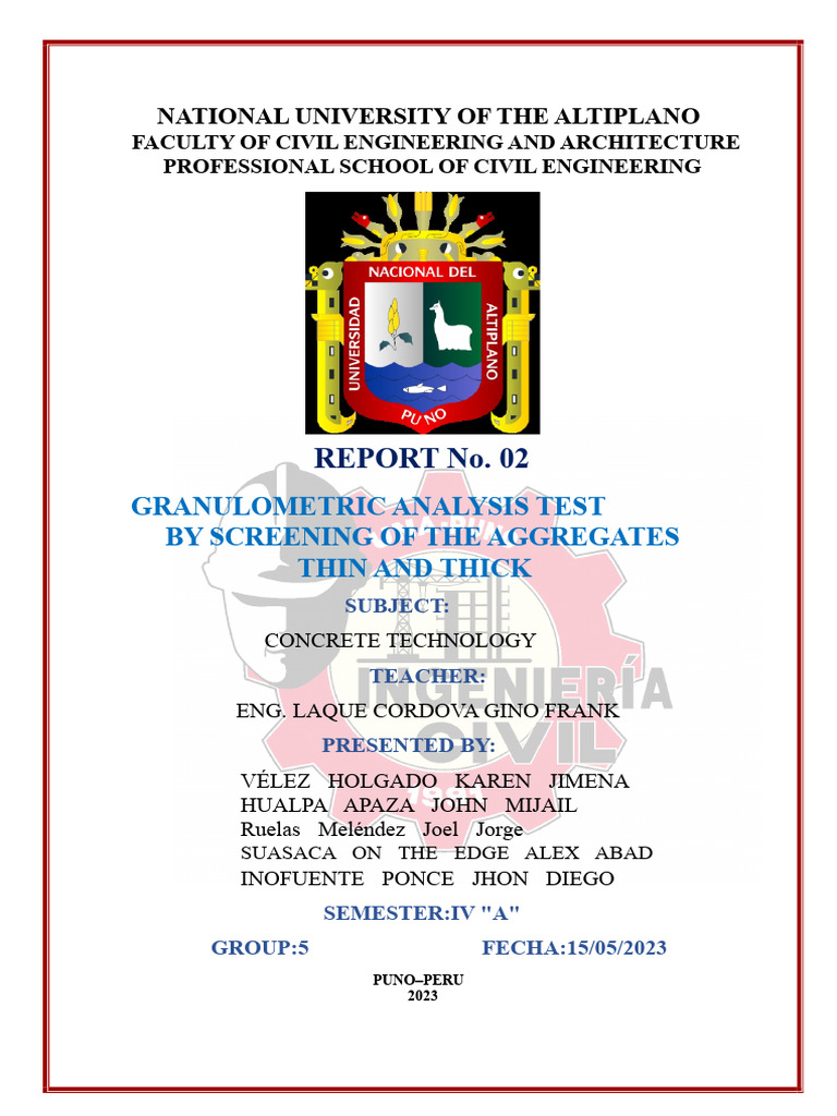 Report No. 2 Granulometric Analysis of Coarse and Fine Aggregate | PDF ...