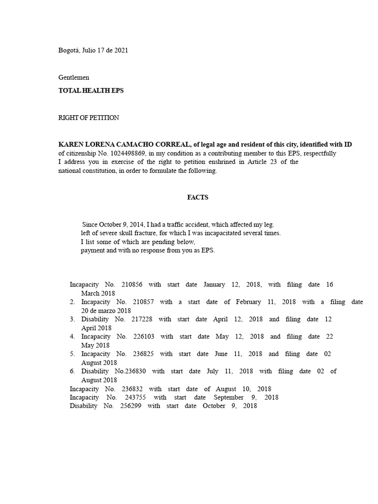 Right of Petition Health Total | PDF