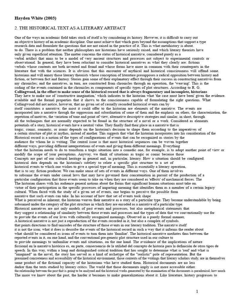 Historical Narratives as Literary Constructs | PDF | Narrative | Narration