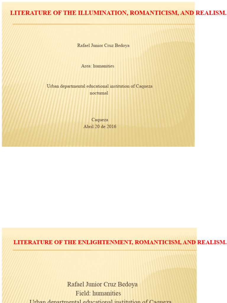 Literature of The Enlightenment, Romanticism, and Realism | PDF ...