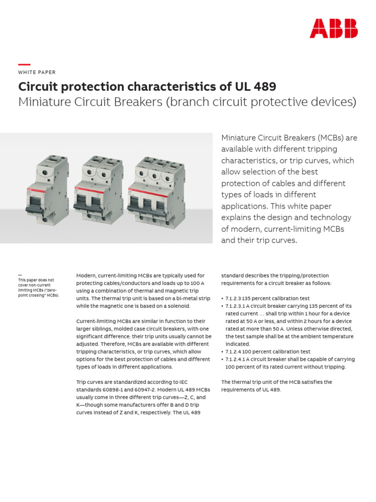 MCB White Paper Tripping Characteristics 1TQC2039E0001 | PDF ...