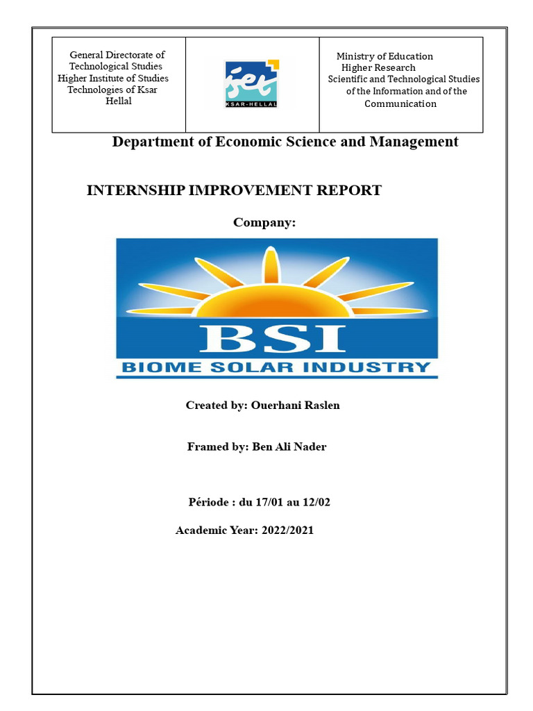 Internship Improvement Report | PDF | Market (Economics) | Water Heating
