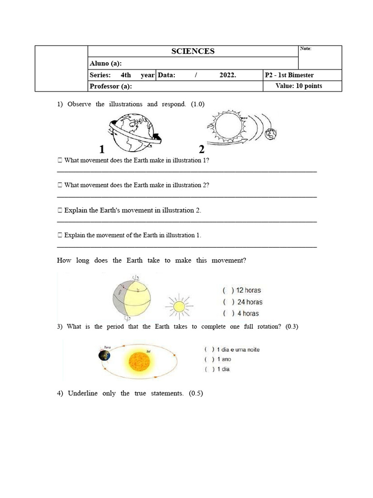science test 4th grade | PDF | Moon | Compass