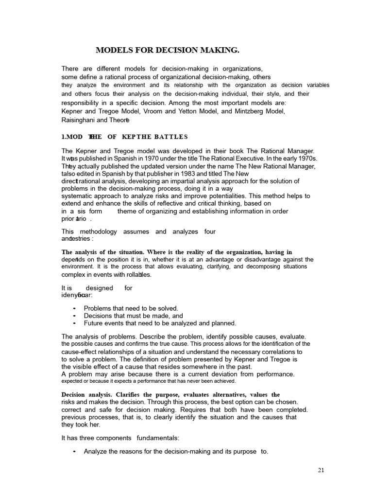 Models For Decision Making | PDF | Decision Making | Risk