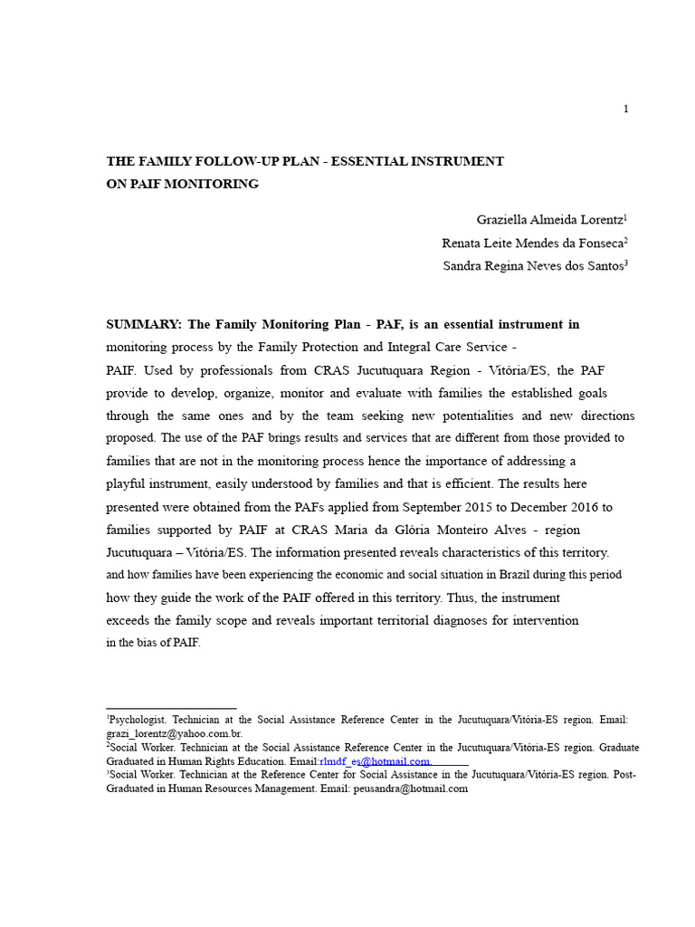 Family Monitoring Plan for PAIF Success | PDF | Adolescence | Methodology