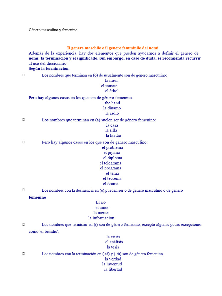Género Masculino y Femenino Actualizado | PDF | Lingüística ...