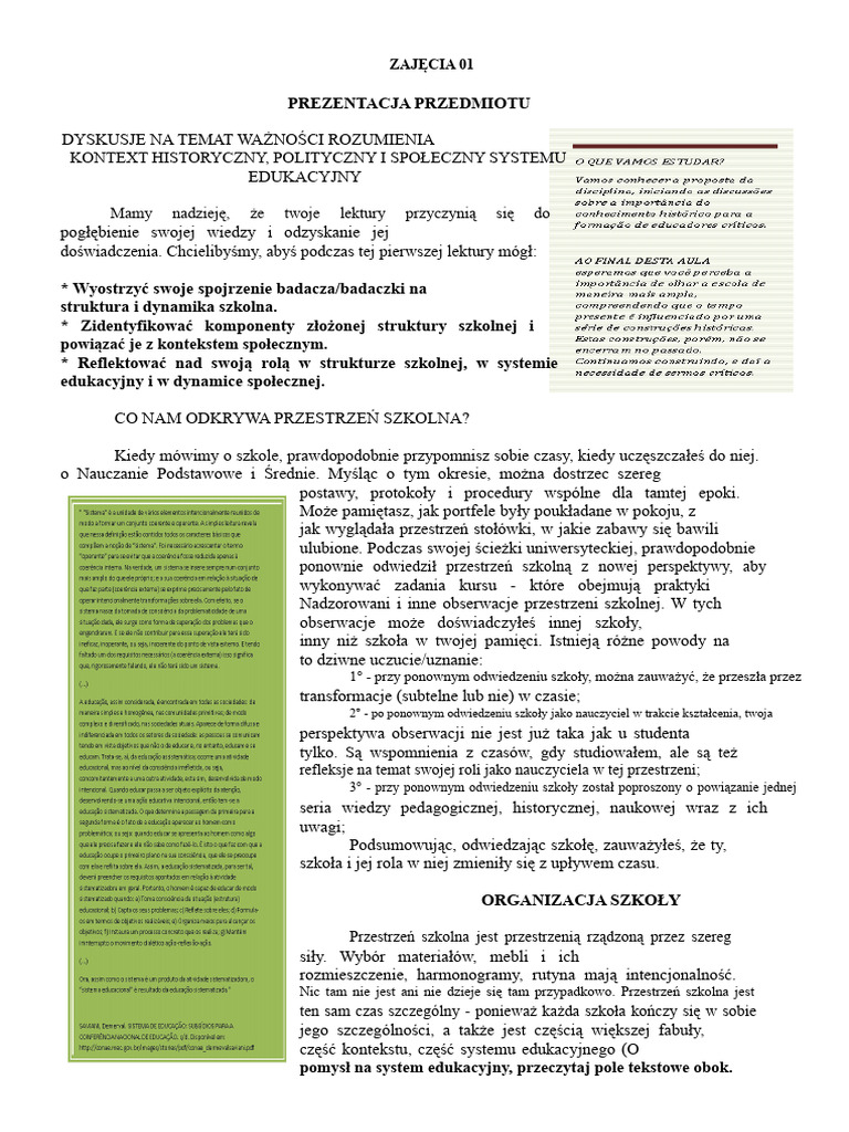 LEKCJA 01_Dynamika i Organizacja Szkoły - CEDERJ | PDF