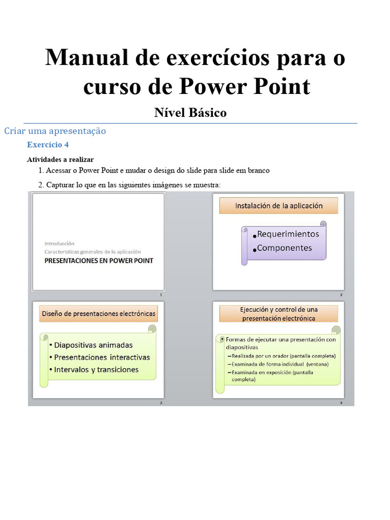 Manual de Exercícios de Power Point | PDF