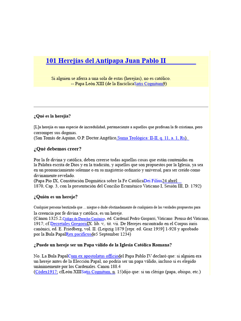 101 Herejías Del Antipapa Juan Pablo II | PDF | Iglesia Católica | Herejía