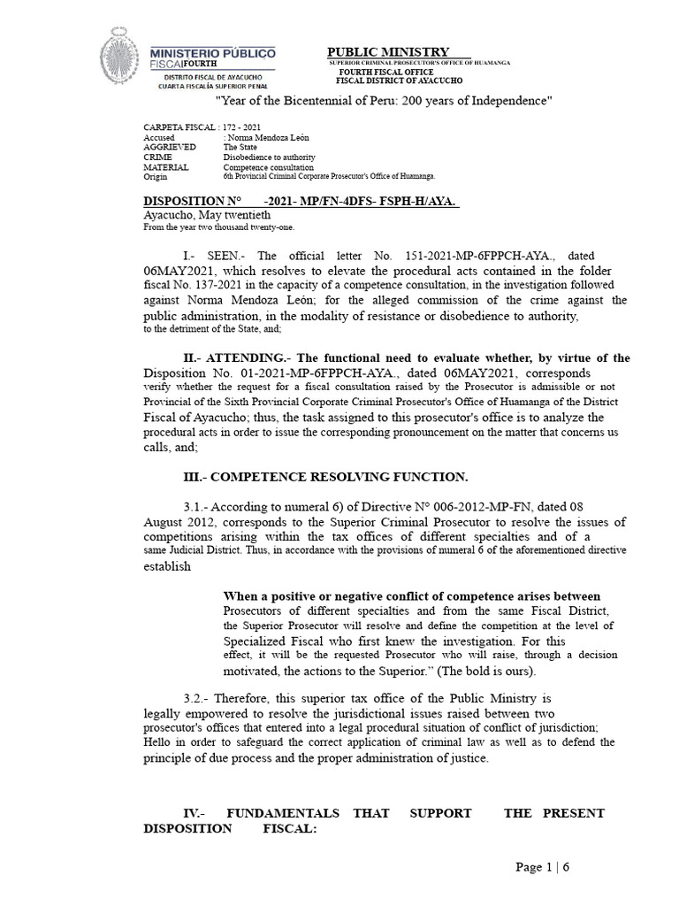 NEGATIVE COMPETENCE DISPOSITION | PDF | Prosecutor | Crimes