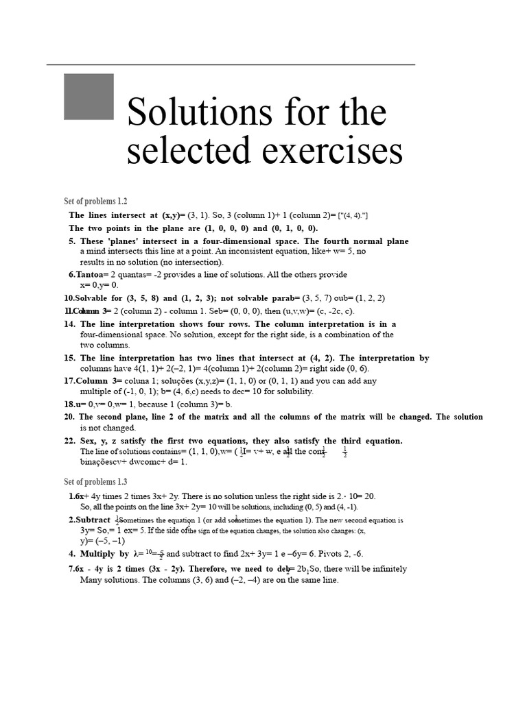 Linear Algebra and Its Applications Solutions Manual - Gilbert Strang | PDF | Linear Subspace ...
