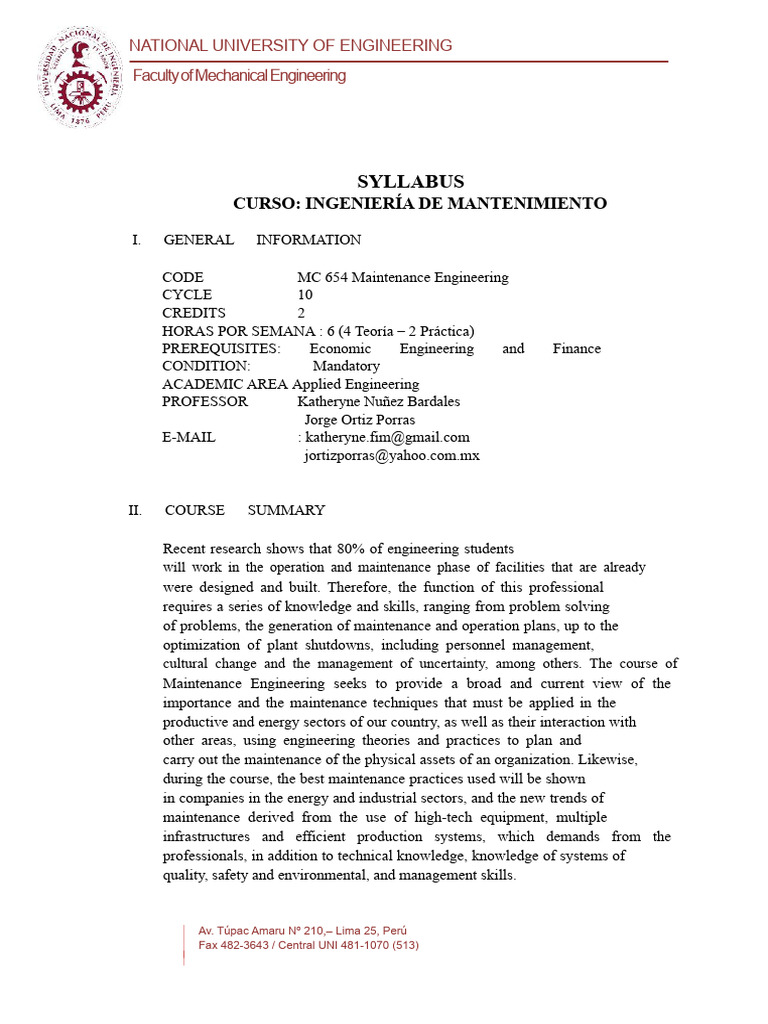 MC654 - Maintenance Engineering | PDF | Engineering | Business