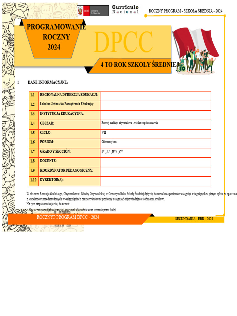 Roczny Plan DPCC 4° - 2024 | PDF