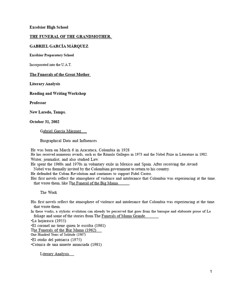 Gabriel García Márquez: Literary Analysis | PDF | Gabriel García Márquez