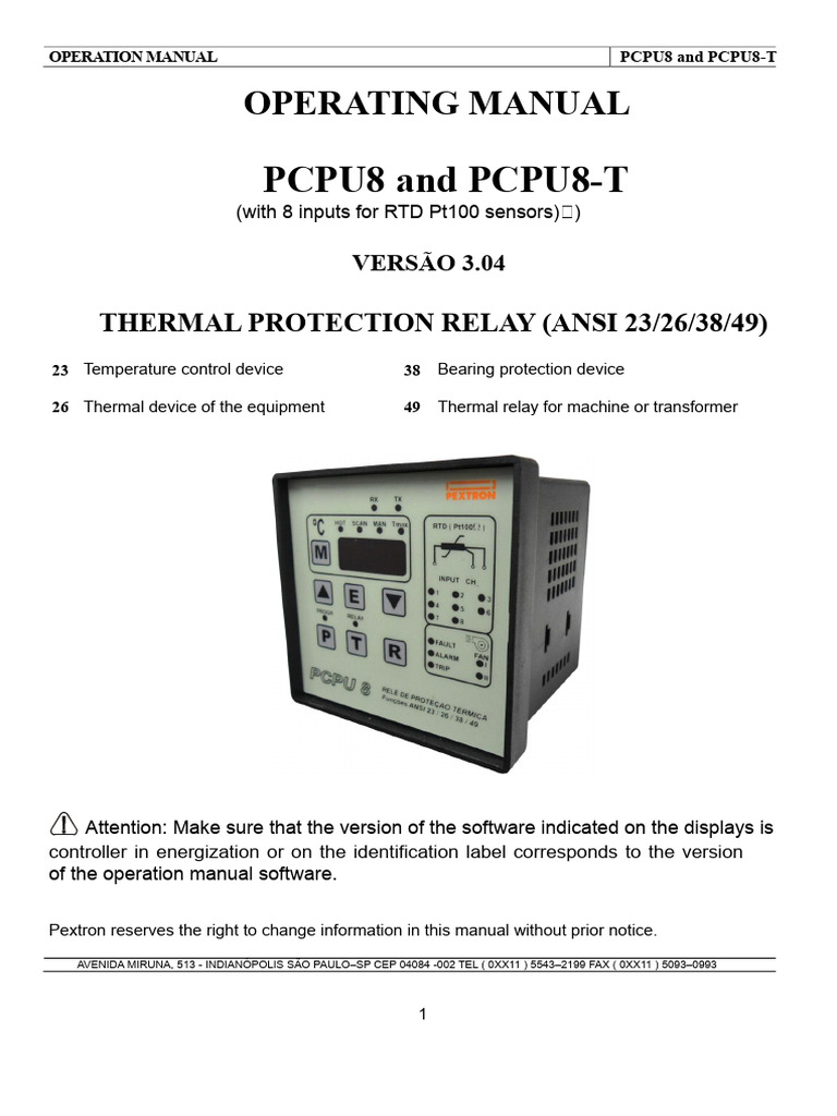 PCPU8/PCPU8-T Operation Manual | PDF | Relay | Power Supply