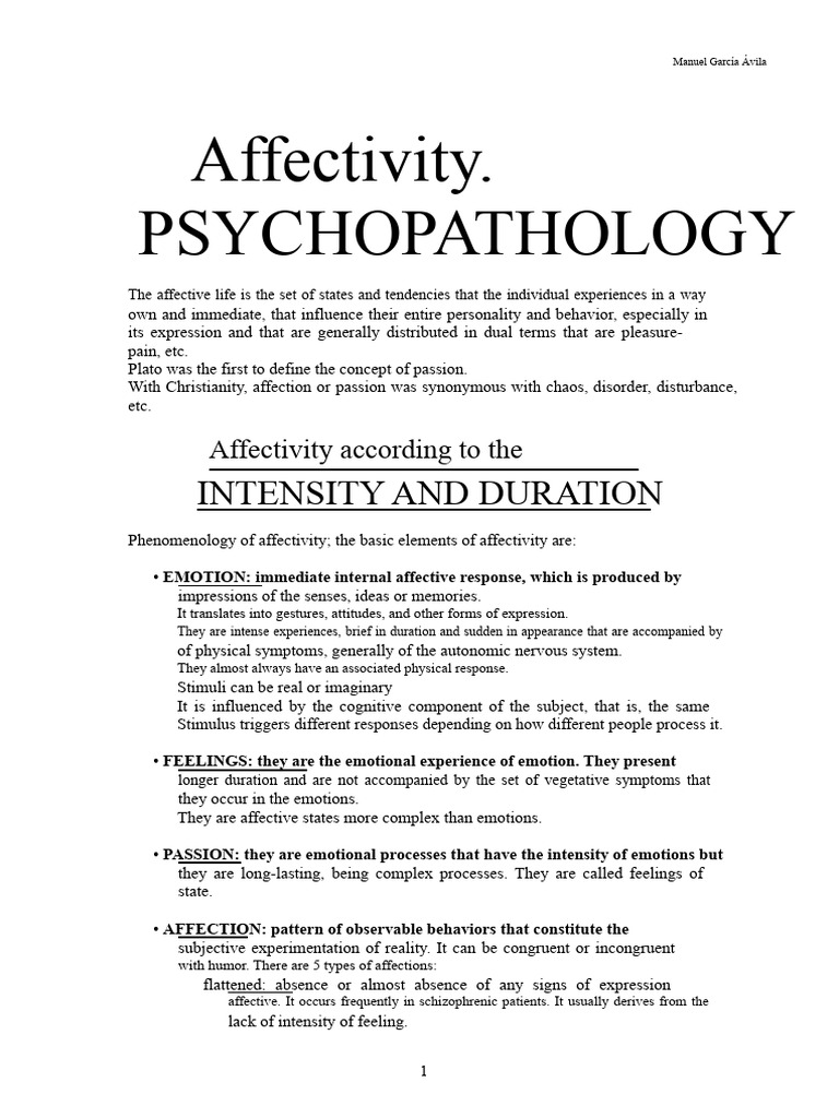 Psychopathology of Affects | PDF | Emotions | Affect (Psychology)