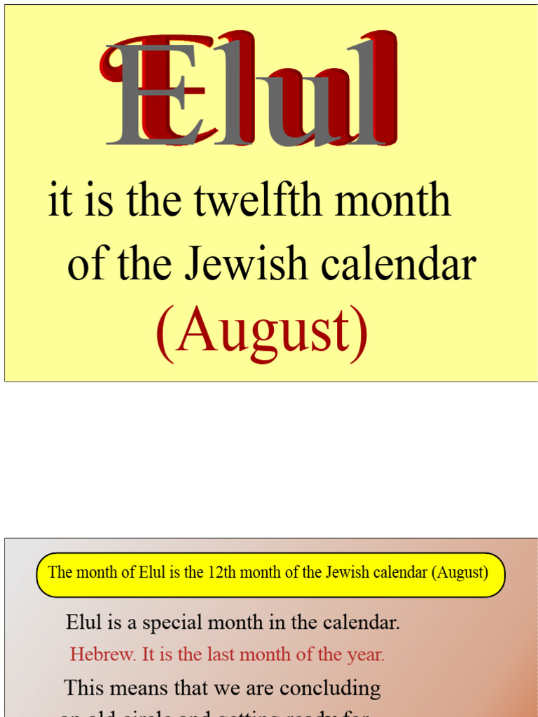 Elul Last Month of The Year in The Jewish Calendar | PDF | Rosh ...