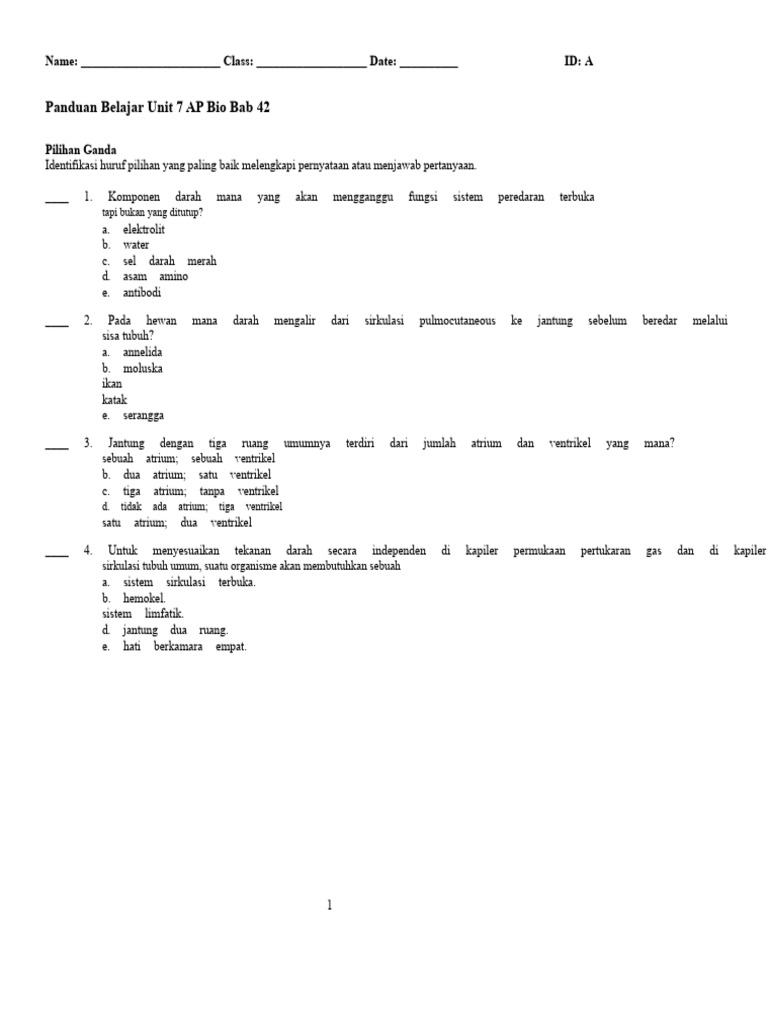 Panduan Belajar AP Bio: Sistem Peredaran Darah | PDF
