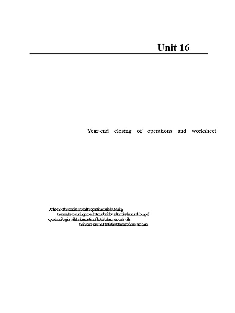 Annual Operations Closure and Work Sheet | PDF