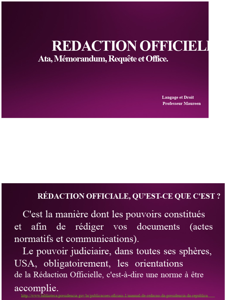 Cours 29 Et 30 - Rédaction Officielle - Procès-Verbal, Mémo, Demande Et ...