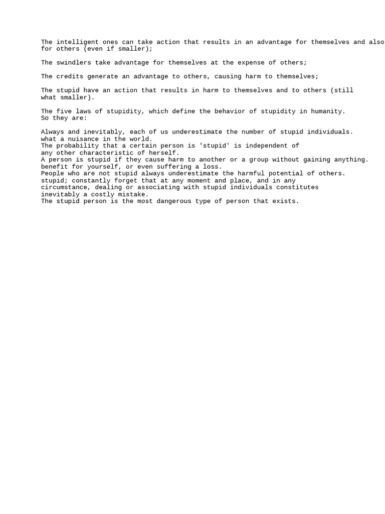 The Fundamental Laws of Human Stupidity | PDF