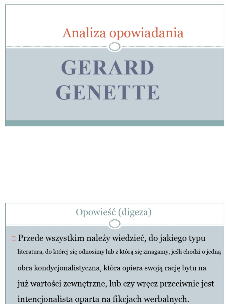 Gerard Genette ANALIZA OPOWIADANIA | PDF