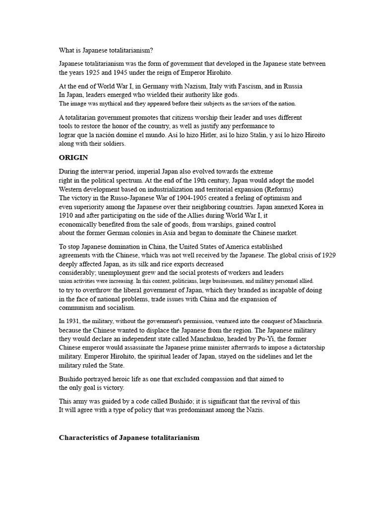 What Is Japanese Totalitarianism | PDF | Japan | Totalitarianism