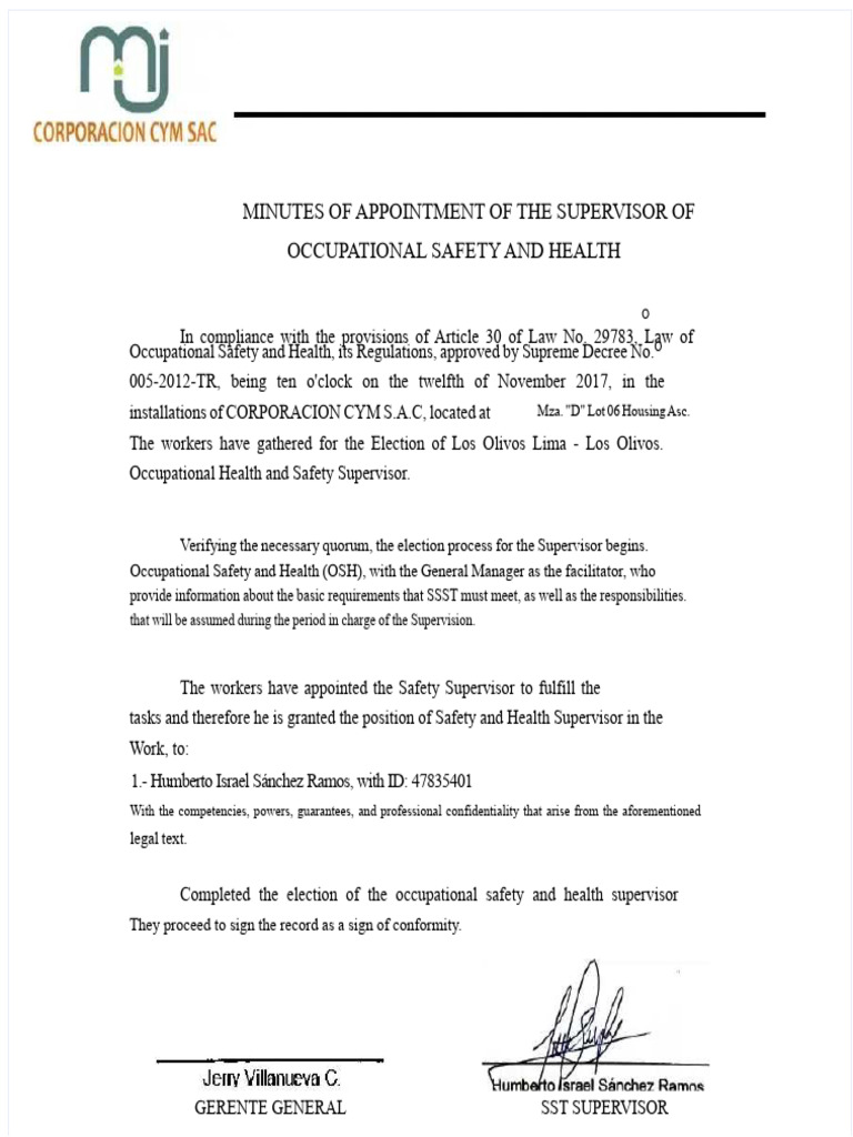 PDF Minutes of Appointment of Security Supervisor - Compress | PDF