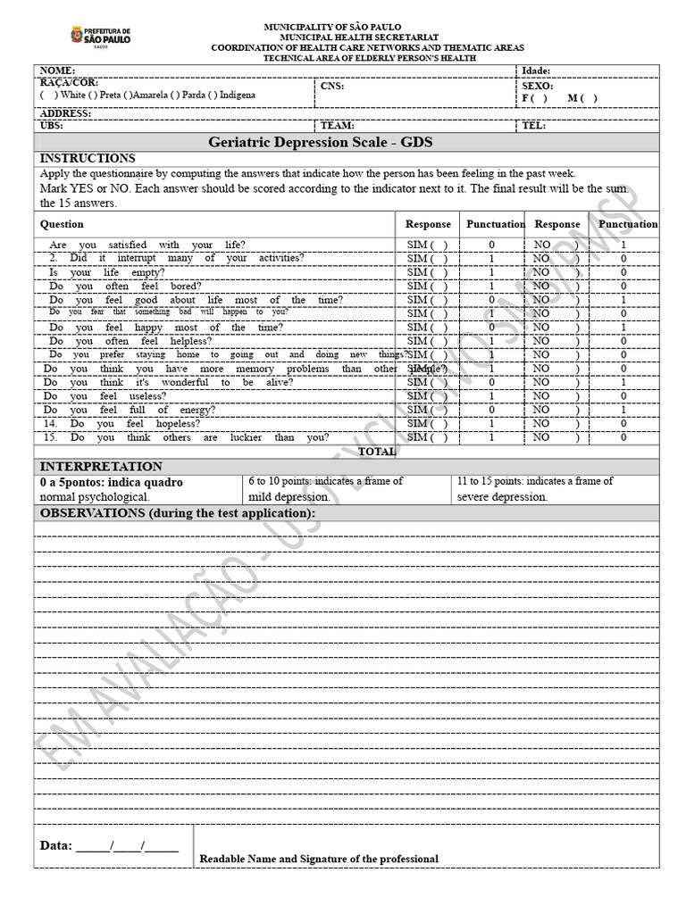 GDS | PDF | Psychological Concepts | Behavioural Sciences