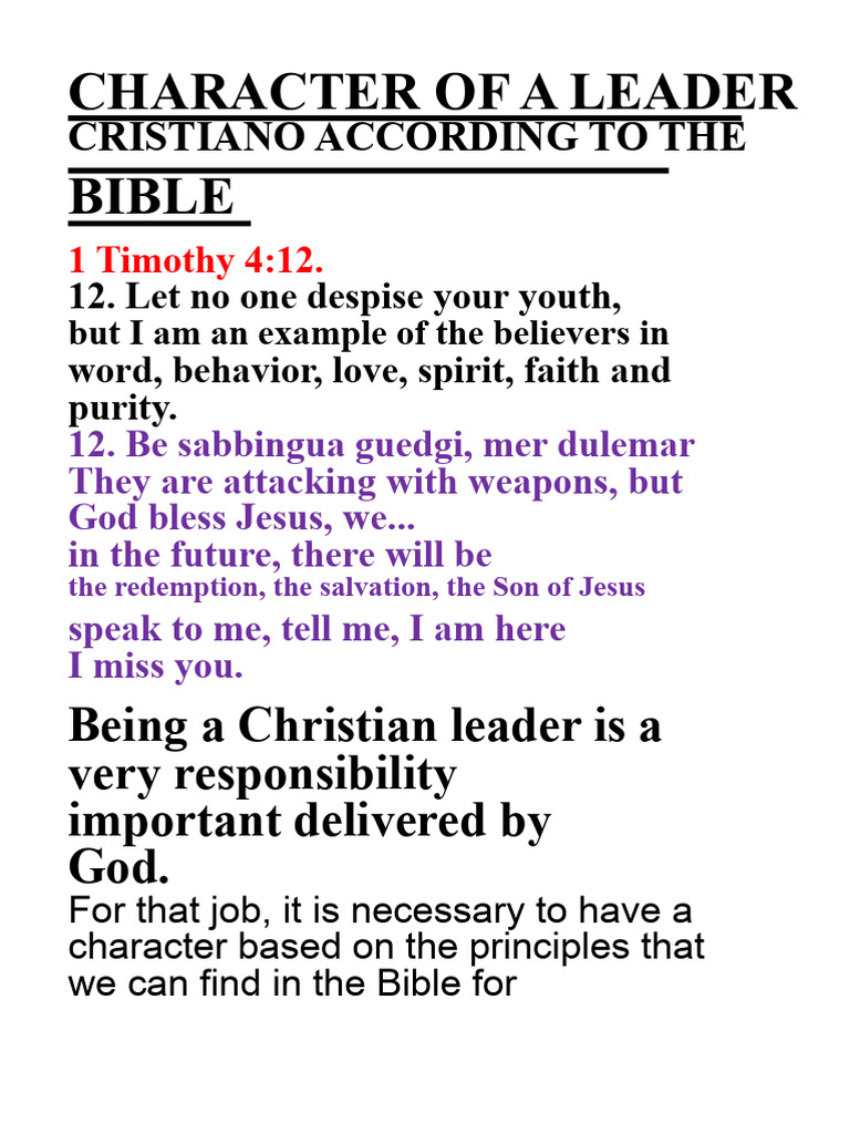 The Character of A Christian Leader According To The Bible PDF | PDF ...