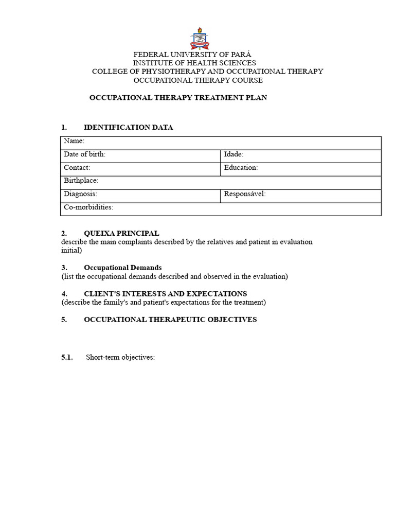 Occupational Therapy Treatment Plan Guide | PDF