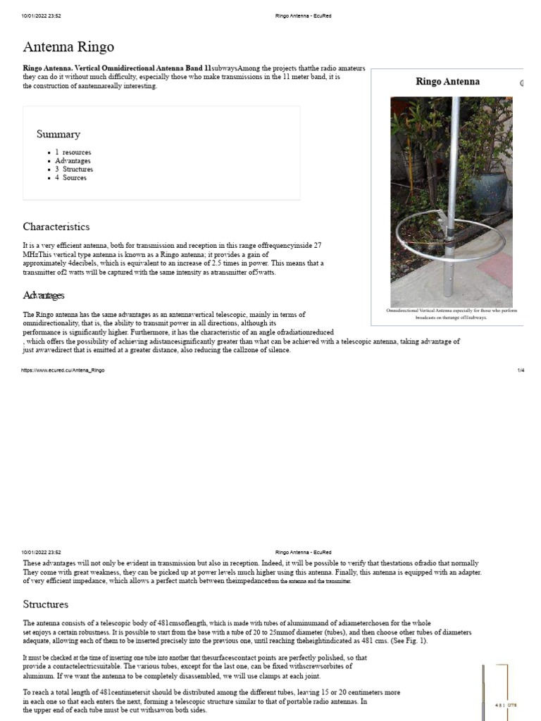 Ringo Antenna - EcuRed | PDF | Antenna (Radio) | Information And ...