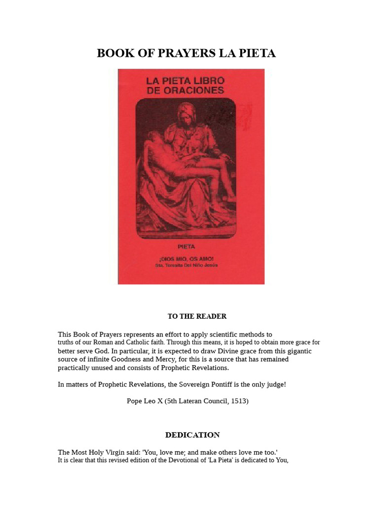 La Pieta: Book of Prayers and Promises | PDF | God The Father | Mary ...