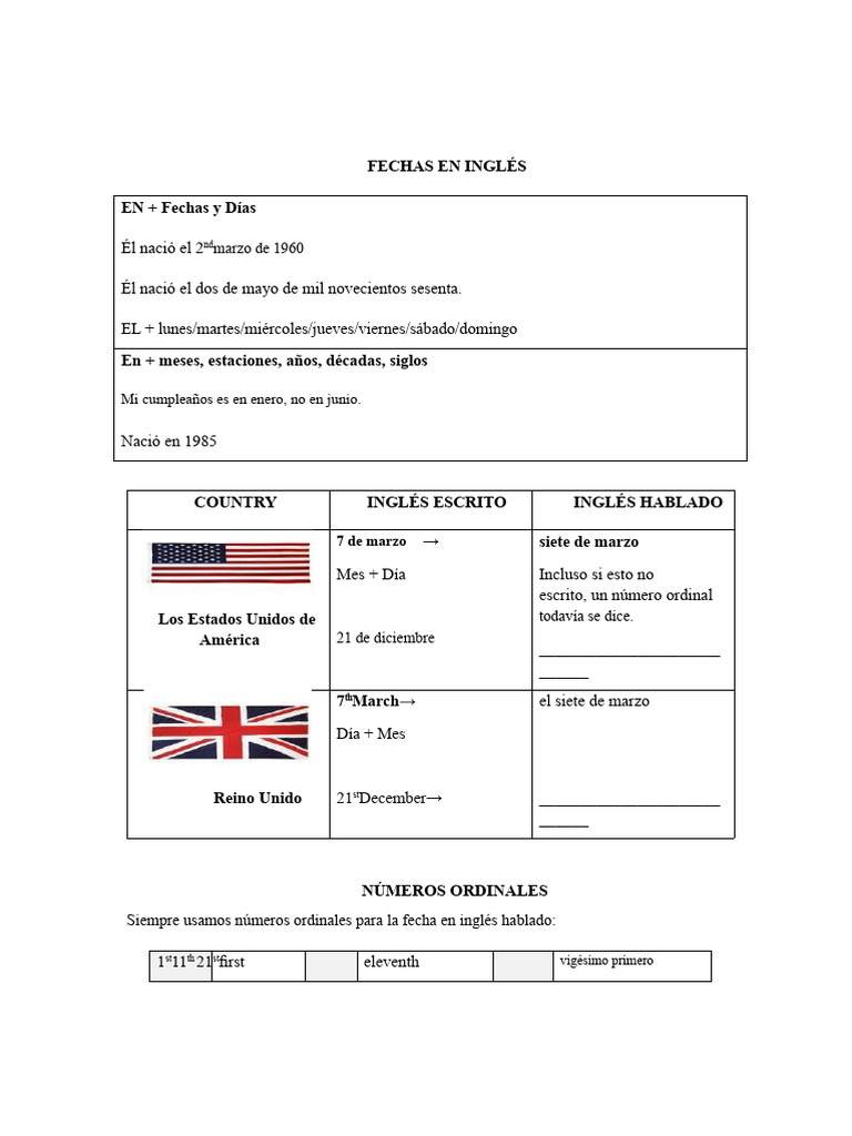 Fechas en Inglés | PDF