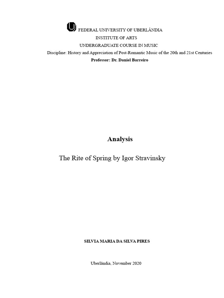 The Rite of Spring, by Igor Stravinsky Silvia Pires | PDF | Musicology ...