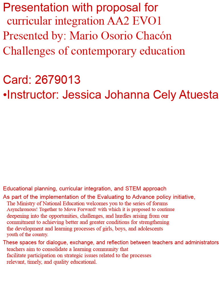 Presentation With A Proposal For Curricular Integration | PDF ...